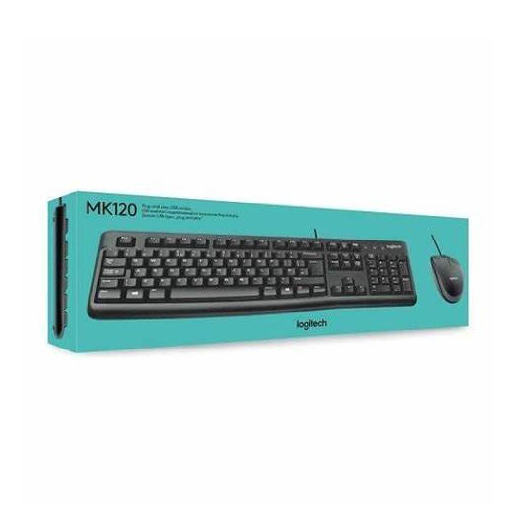 Teclado y Mouse Logitech MK120 Alámbrico USB En Español Color Negro | Multicopy